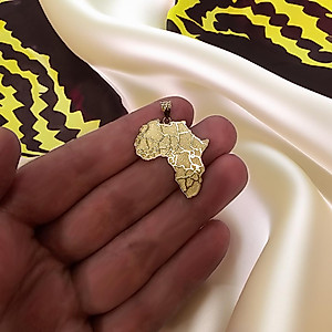LA BLINGZ 10K Yellow Gold Africa Country Map Pendant Necklace (Pendant only)