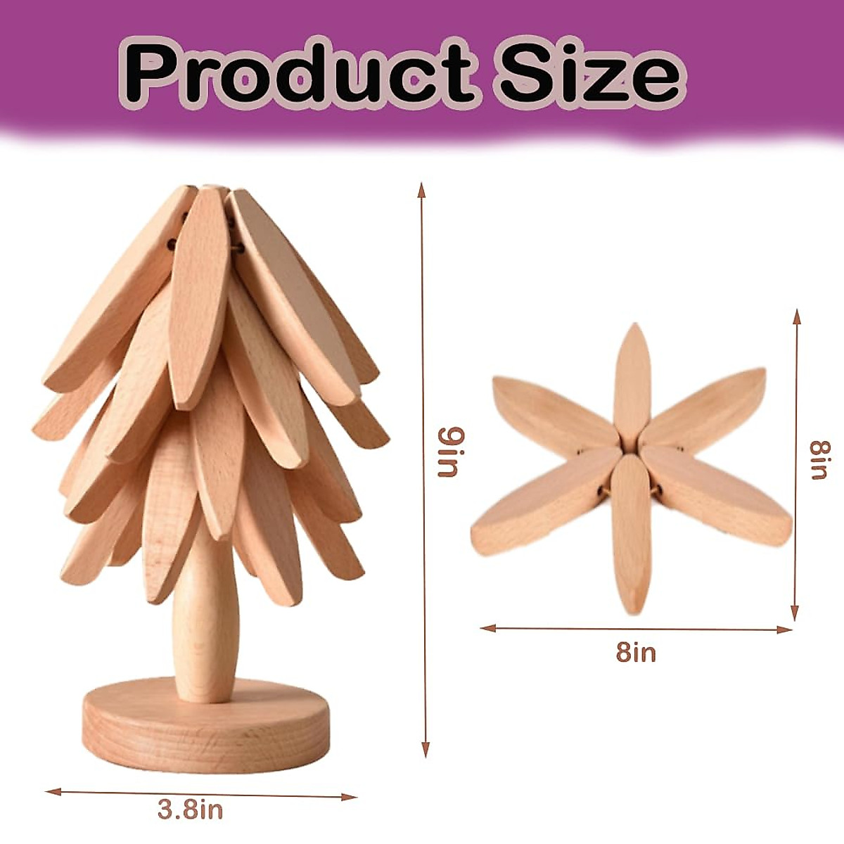 Wooden Tree Coasters，Tree Coasters Set of 4，Wooden trivets for hot Dishes，Wooden Coaster Tree ，Wooden Trivet Tree ，for Hot Dishes, Pot, Bowl, Coffee, Teapot (Wood-4)