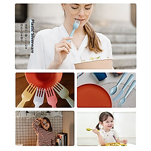 18Pcs Plastic Toddler Utensils Set Kids Spoons Forks Knife Colored Baby Flatware Set Silverware Set Reusable Plastic Utensils BPA Free Dishwasher Safe Plastic Cutlery