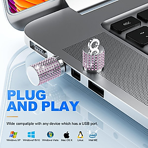 64GB Thumb Drive Necklace USB 3.0 Flash Drive Pink Crystal Jump Drive, Bling Diamond Zip Drive 64 GB Jewelry Pen Drive Creastive Memory Stick, Cute Data Storage Gift by Kepmem