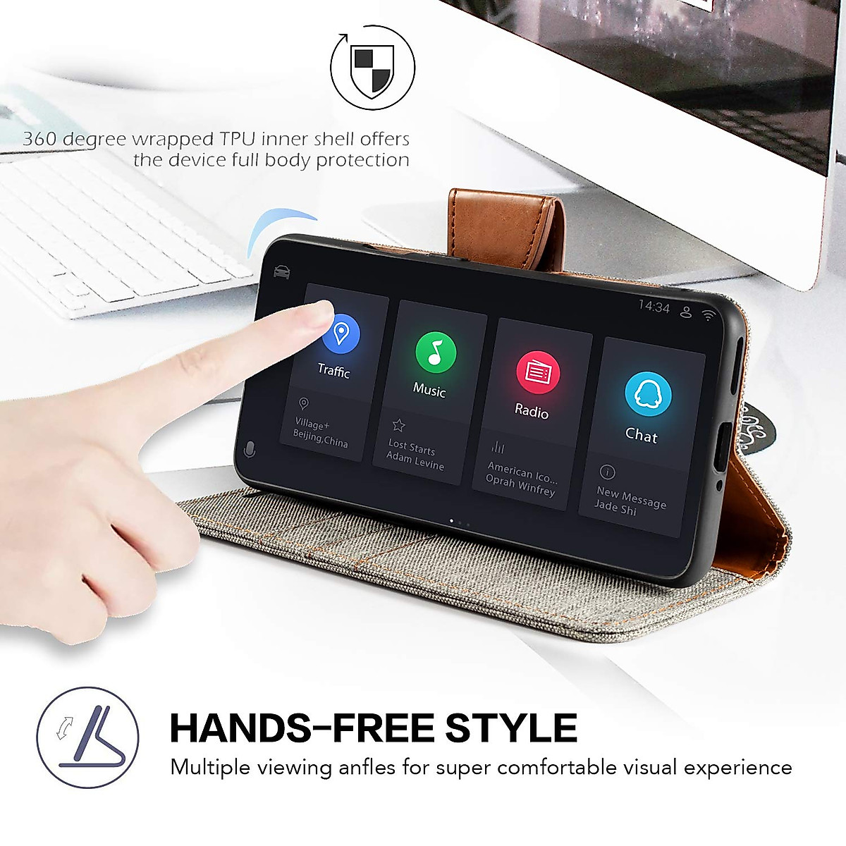 Shantime Oppo Reno 6 Pro+ 5G Case, Oxford Leather Wallet Case with Soft TPU Back Cover Magnet Flip Case for Oppo Reno 6 Pro Plus 5G Grey