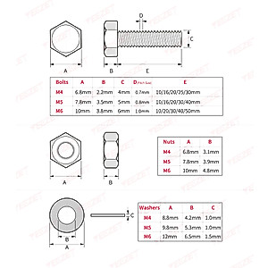 YEEZET 1600PCS M4 M5 M6 Grade 8.8 Heavy Duty Bolts and Nuts Flat & Lock Washers Assortment Kit Includes 15 Most Common Sizes