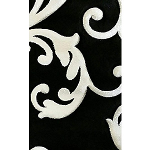 Hollywood Modern Contemporary Area Rug Black & White Design 290 (5 Feet 2 Inch X 7 Feet 1 Inch)