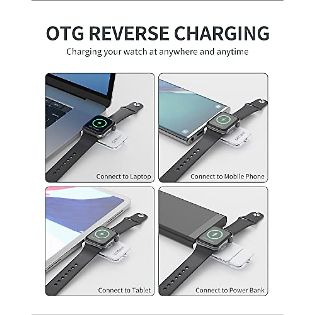 Portable Watch Charger for Apple Watch - ANPULES USB C & USB A iWatch Charger [OTG] for Travel, 2 in 1 Magnetic Wireless Charger for Apple Watch Series Ultra 2/Ultra 9 8 7 SE 6 5 4 3 2 1 (White)