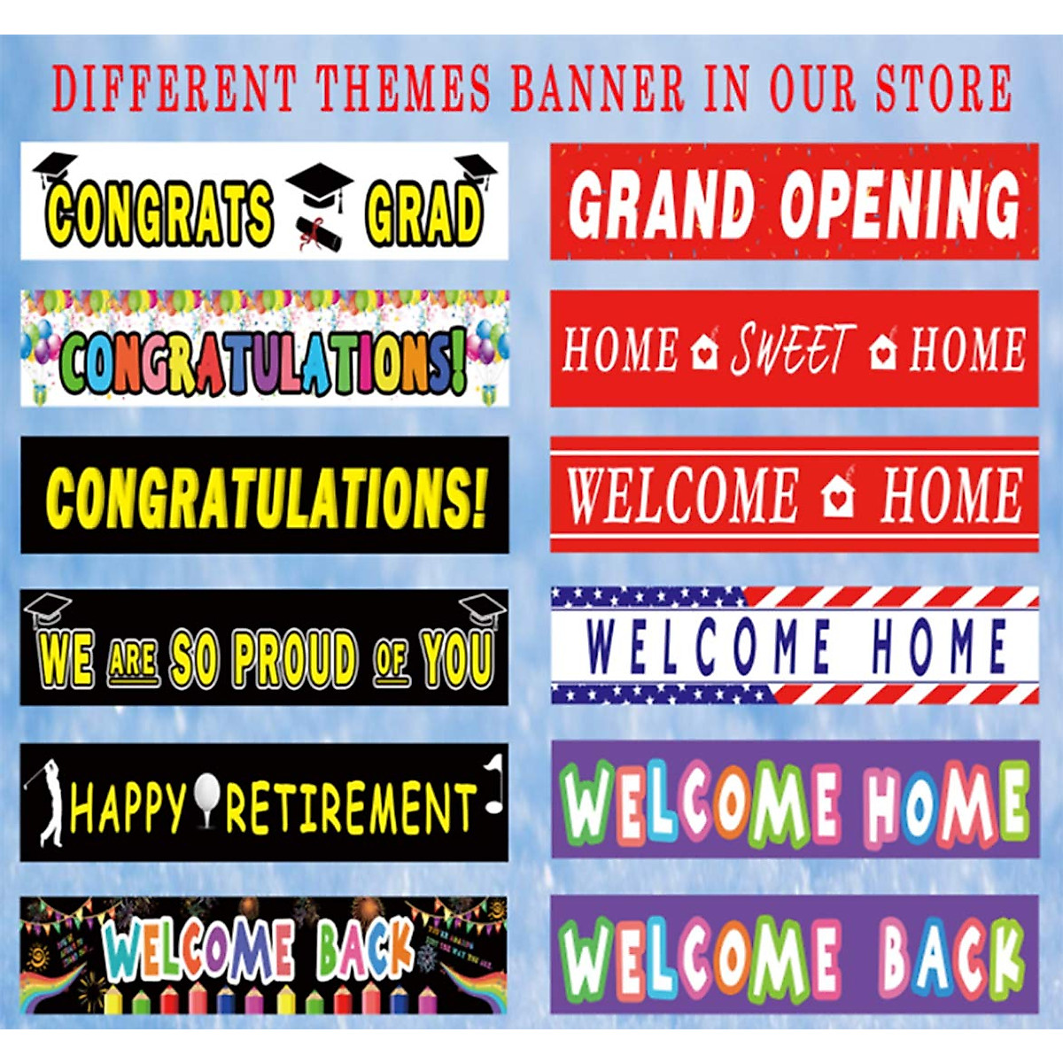 Large We are So Proud of You Banner, 2023 Graduation Party Supplies Decorations, 2023 Congratulations Banner, Congrats Banner, Graduation Decoration Blue and Black, Outdoor Indoor (9.8 x 1.6 feet)