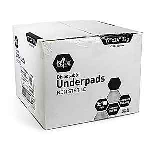 Medpride Disposable Underpads 17'' x 24'' (100-Count) Incontinence Pads, Bed Covers, Puppy Training | Thick, Super Absorbent Protection for Kids, Adults, Elderly | Liquid, Urine, Accidents