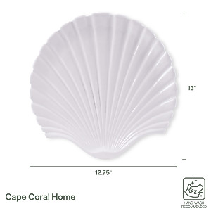 Fitz and Floyd Cape Coral Coastal Shell Platter, 13 Inch, White
