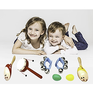 Toddler Musical Instruments, 9PCS Wooden Percussion Musical Instruments Toy Set for Kids Toddlers Preschool Educational Music Toys for Boys and Girls