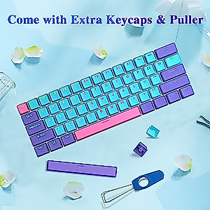 BOYI Shine-Through Keycaps, BOYI 61 Key ANSI Layout OEM Profile PBT Thick Keycaps for 61 Mechanical Keyboard Joker 61 keycaps