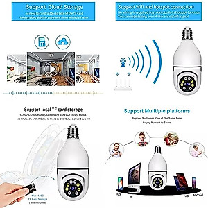 Nexete Wi-Fi Light Bulb Camera, HD 3.0MP Wireless 2.4GHz WiFi Home Security Camera 360° Surveillance Cam with Floodlight/Night Vision/Alarm/Auto Tracking Motion Detection