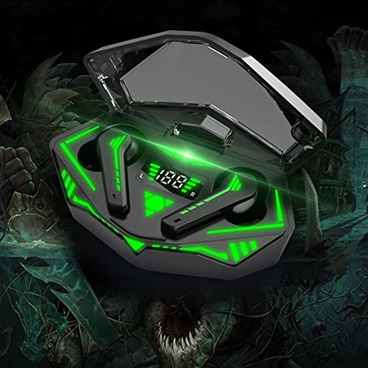 Wireless Bluetooth Ear Buds, Bluetooth 5.2 Gaming Headset, HD Calls Low Latency Intelligent Noise Reduction Fingerprint Cool Headphones, IPX6 Waterproof Earbuds (Multi)