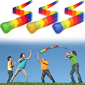 Chalyna 3 Pieces Catch Tail Foam Balls Soft Rainbow Ball Educational Sports Playground Balls Colorful Meteor Ball with Rainbow Tails for Kids Kindergarten School Sensory Training, 23.6 Inch Long
