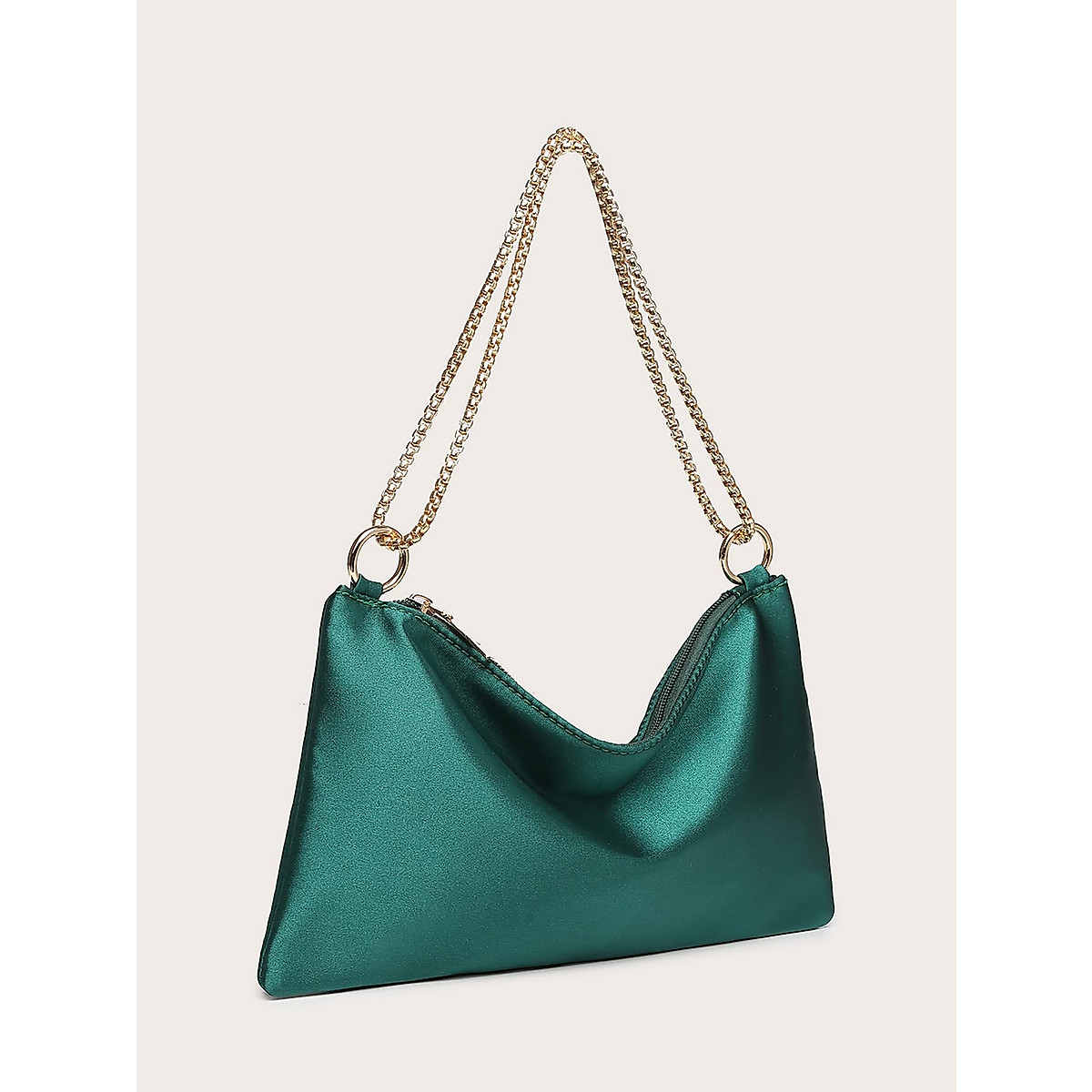 Verdusa Women's Satin Evening Handbag Shoulder Bag Purse Green one-size