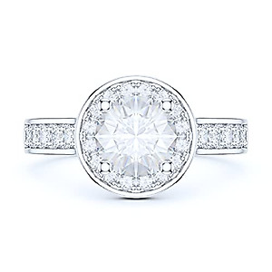 PRSTANI Sterling Silver 1CT Simulated Round Brilliant Cut Diamond Halo Promise Engagement Ring (7)