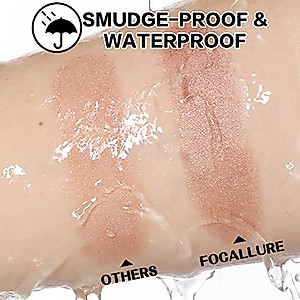 FOCALLURE 2PCS No Crease Eyeshadow Stick,Shimmer and Matte Cream Eyeshadow Pencil Crayon,Long Lasting Waterproof Eye Brightener Stick With Blending Brush,Before Day