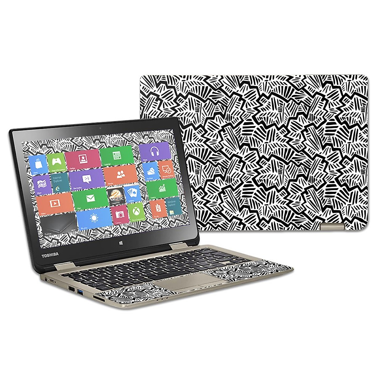 MightySkins Skin Compatible with Toshiba Satellite Radius 11 L15W-B 11.6" wrap Cover Sticker Skins Abstract Black