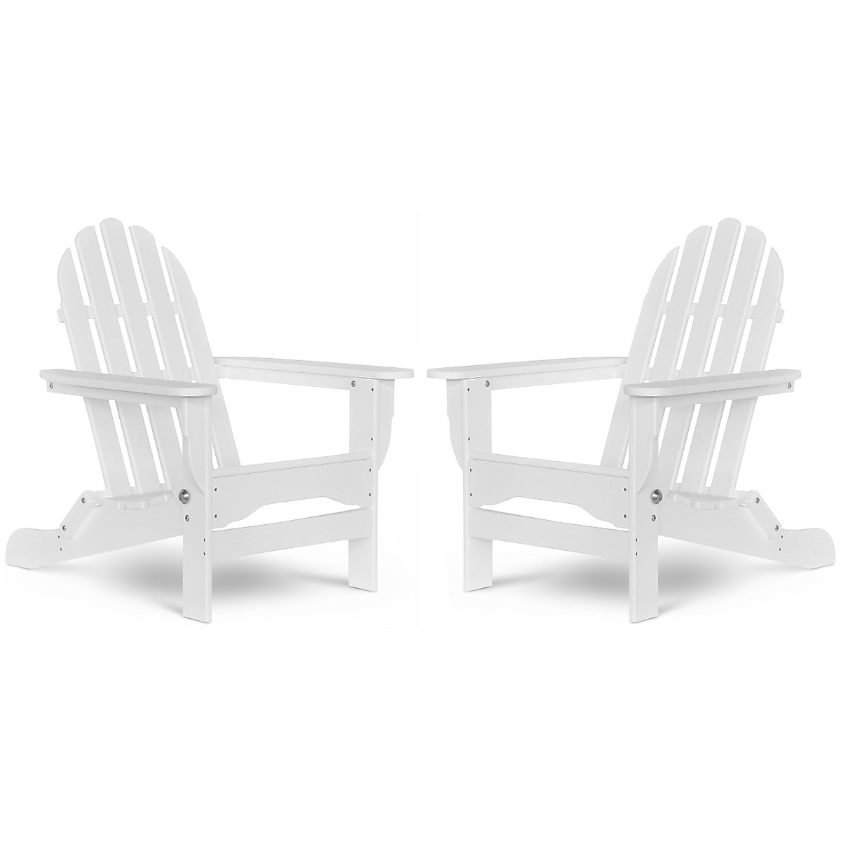 DuroGreen Folding Adirondack Chairs Made with All-Weather Tangentwood, Set of 2, Oversized, High End Patio Furniture for Porch, Lawn, Deck, or Fire Pit, No Maintenance, USA Made, White