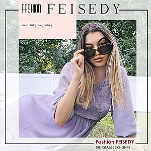 FEISEDY Sunglasses Men Women Polarized, Chunky Square Thick Frame, Rectangle UV400 Shade Sun Glasses B2396