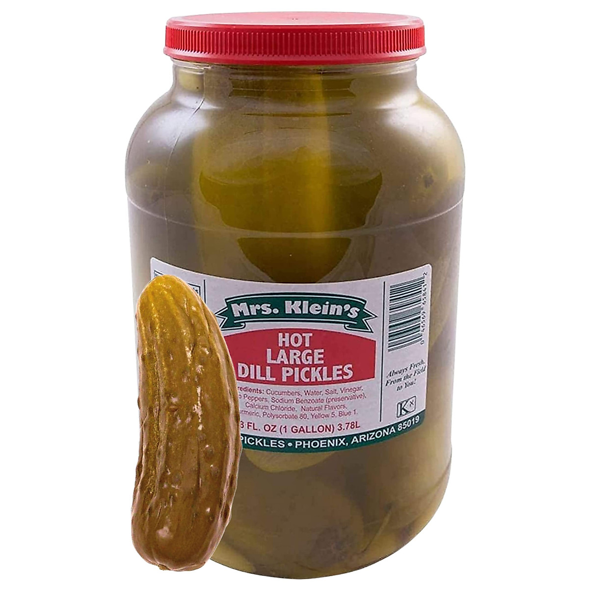 Mrs. Kleins Large Hot Pickles | Bold Spicy Dill Pickle Snack | Spicy Giant Dill Pickles Made with Natural Ingredients | Kosher, Low Carb, Gluten Free & Vegan | Wholesale Hot Pickles 128 fl oz Jar