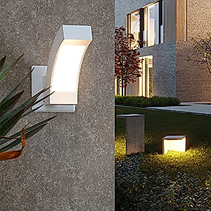Inowel Wall Light Outdoor LED Wall Mount Lamp White Modern Wall Sconce Exterior Lighting Lantern Fixture for Porch Front Door Garden Yard Patio IP54 Waterproof 7.5W 600Lm 3000K