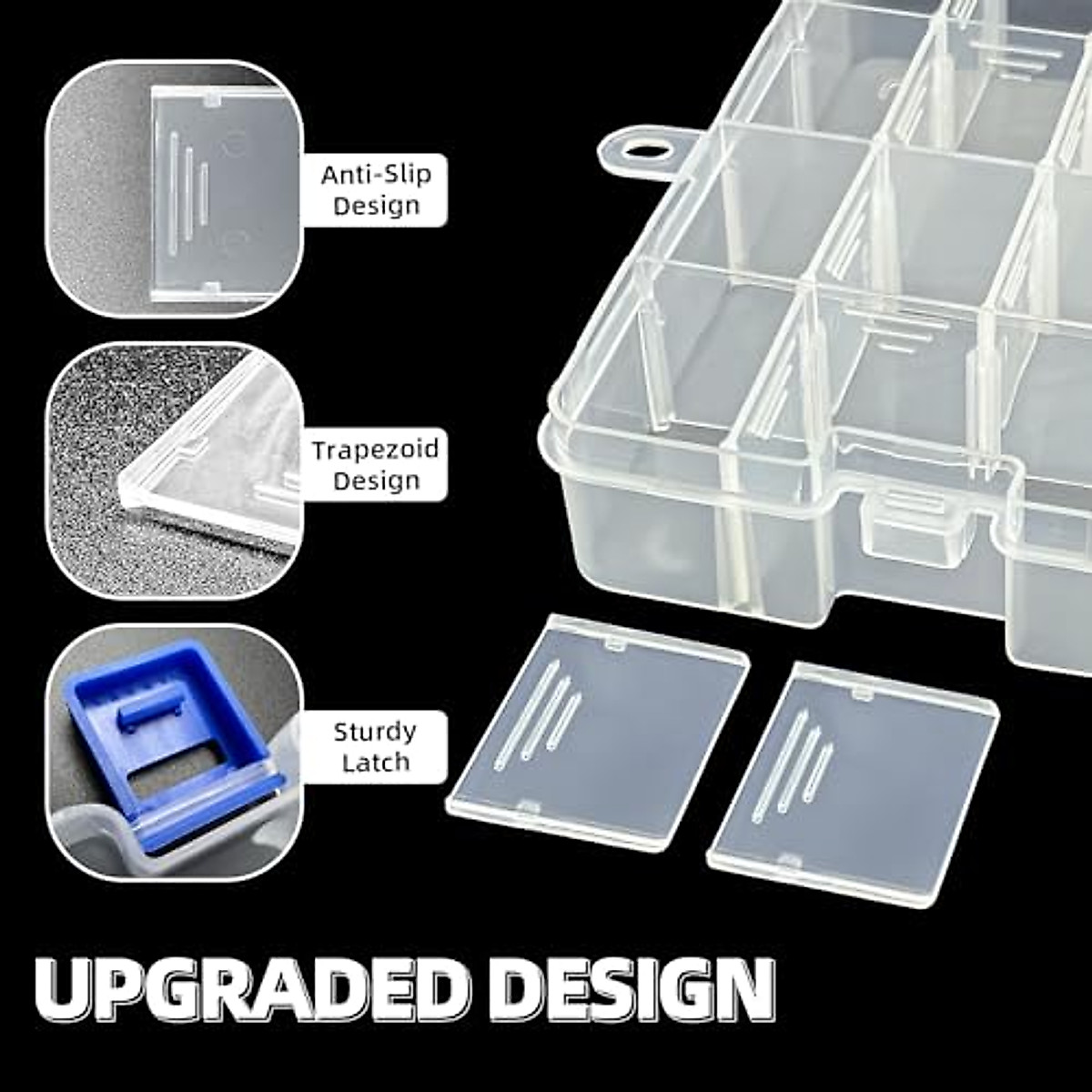 DUOFIRE Plastic Organizer Container Storage Box Adjustable Divider Removable Grid Compartment for Jewelry Beads Earring Container Tool Fishing Hook Small Accessories(34 Grids, White X 1)