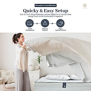 Aylas Furniture King Mattress– 12 Inch Hybrid King Size Mattress with Pocketed Coil Spring with High Density & Comfort Cold Foam - Eco-Friendly, Breathable Mattress King Size Medium Firmn