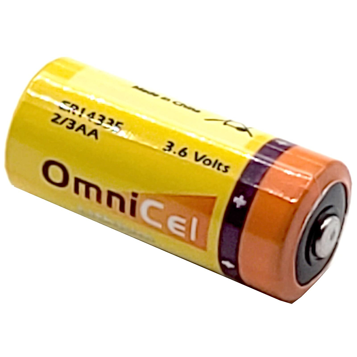 6x OmniCel ER14335 3.6V 1.65Ah 2/3AA Lithium Button Top Battery For Smoke Alarms, Carbon Monoxide Detectors, Intrusion Sensors, Invisible Fencing, Emergency Backup, Data Collection, AMR Add-ons
