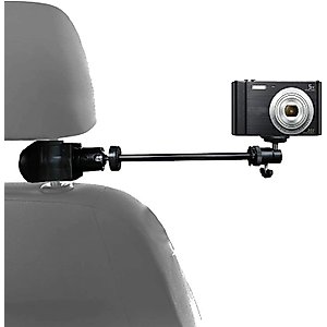 3in1 Universal Car Headrest Mount Holder for All Camcorder/Action Camera/Smartphone with Dual Adjustable Positions and 360° Rotation, for car Shooting vlogging Video Recording