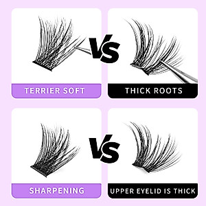 Bodermincer 120pcs 8-10-12-14mm Mixed,10-12-14-16mm Mixed Wide Cluster Clusters Individual Lashes Professional Makeup Individual Cluster EyeLashes Grafting Fake False Eyelashes Eyelash Extension