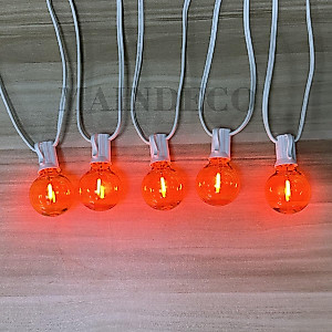MAINDECO G40 LED Replacement Bulbs, Clear Orange,120V,0.5W, E12 Base,Outdoor Shatterproof Plastic Bulb,for String Light -25Pack