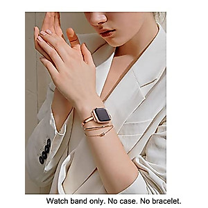 PlusRoc Stainless Steel Band Compatible with Apple Watch Band 38mm 40mm 41mm iWatch SE Series 8 7 6 5 4 3 2 1, Slim Versatile Bangle Bracelet for Women, Copper