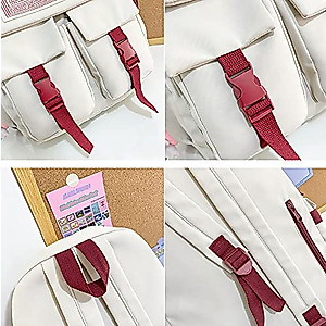 Women College Backpack Multipocket Nylon Waterproof Rucksack Portable Summer Travel Bag Large Capacity Casual Daypack,Purple,45 * 32cm