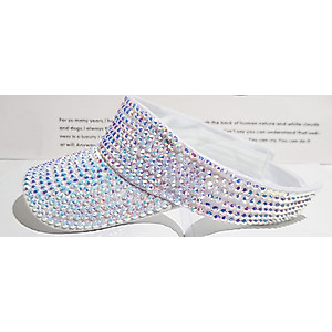 ASUITOFK Bling Rhinestone Sport Sun Visor Hats Adjustable Summer Cap Visor Caps for Men and Women Outdoor Hat White