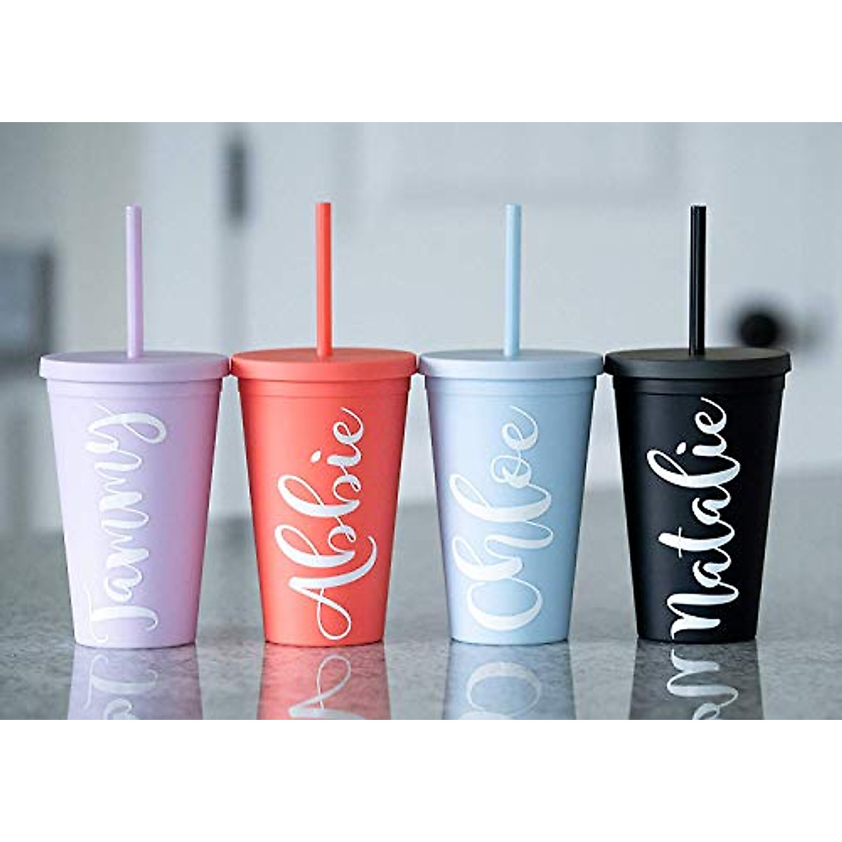 Tumblers with Lids (12 pack) 16oz Colored Acrylic Cups with Lids and Straws | Double Wall Matte Plastic Bulk Tumblers With FREE Straw Cleaner! Vinyl Customizable DIY Gifts (Assorted)