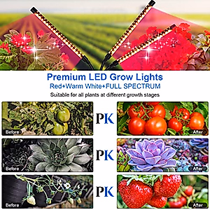 SYEIORAOM Grow Lights for Indoor Plants, 3 Head Desk Clip Full Spectrum LED Plant Lights, Adjustable Gooseneck, Horizontal Plant Lights for Indoor Plants (Three Heads Grow Lights)