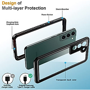 ANTSHARE Designed Samsung Galaxy S22 Case with Screen Protector,Samsung S22 Case Waterproof Shockproof Full Body Heavy Duty Protective Case for S22 5G (2022) Black/Clear