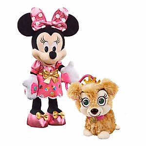 Disney Junior Minnie Mouse Party & Play Pup Feature Plush, Officially Licensed Kids Toys for Ages 3 Up by Just Play