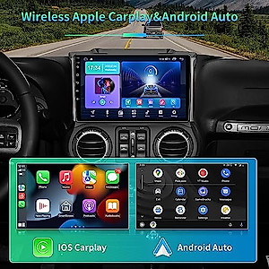 Car Radio Stereo for Jeep Wrangler JK Compass Dodge Ram with Wireless Carplay Andriod Auto