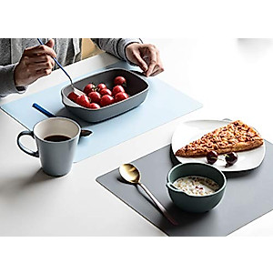 Whalesee Silicone Placemats Set of 4-Food Grade Waterproof, Stain-Proof, Anti-Slip, Heat-Resistant Thickening, Countertop Protector, Kitchen Countermat, Washable Children's Placemat (Dark Gray)