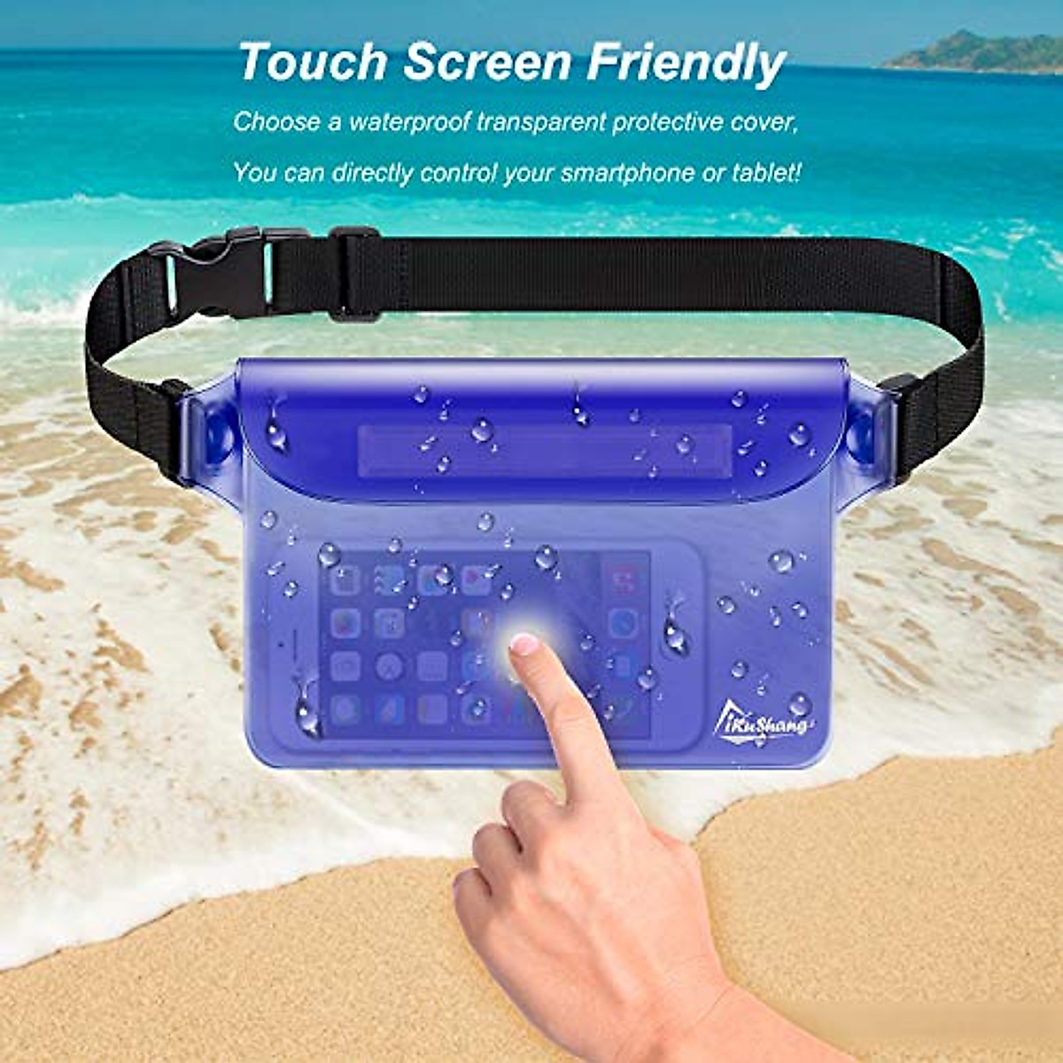 iKuShang Waterproof Pouch 2 Pack Waterproof Fanny Pack Waterproof Phone Pouch Waterproof Bags Safe & Dry for Boating Swimming Diving Fishing Beach(Gray+Pink)