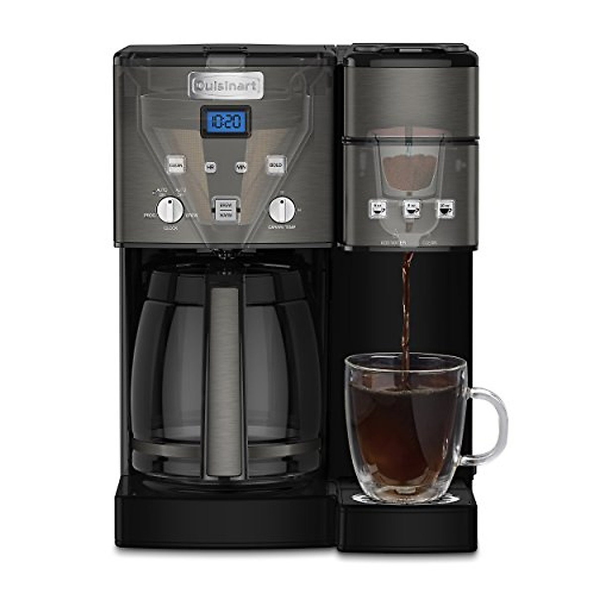 Cuisinart SS-15BKSP1 Coffee Center 12-Cup Coffeemaker and Single-Serve Brewer with 3-Serving Sizes: 6oz, 10oz and 12oz, Black/Stainless Steel
