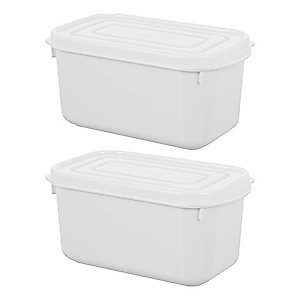 Hemoton 2pcs Plastic Butter Dish with Lid 700ml Butter Keeper Box Fridge Crisper Airtight Container for Home Restaurant Kitchen
