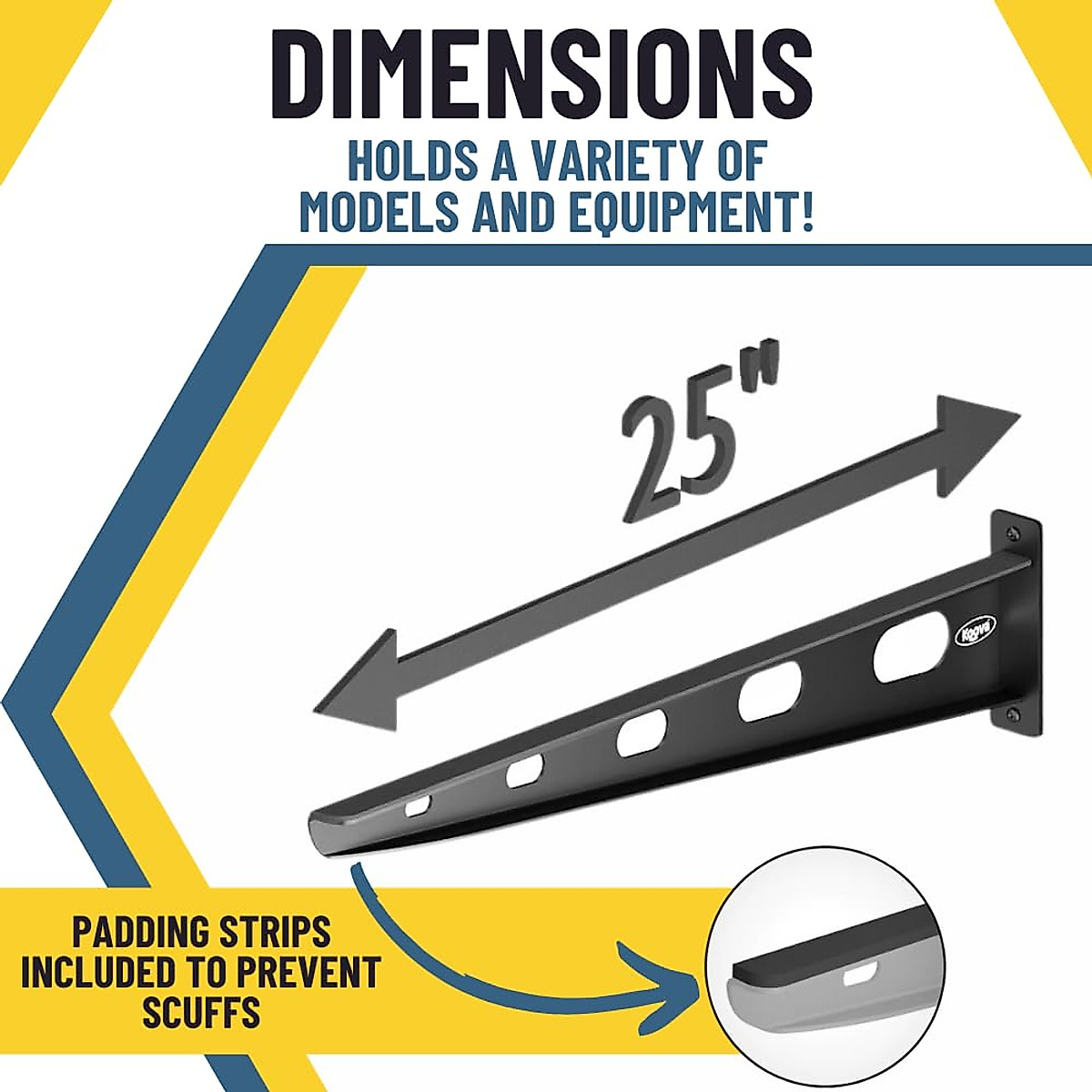 Koova Wall Mount Kayak Rack | Heavy Duty Steel Kayak Storage for Outdoor, Garage | Fit Stand Up Paddle Board, Canoes, Kayaks | 150lb Capacity Shelf | Made in USA