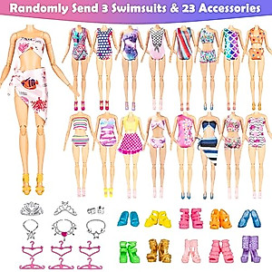 38 Pack Doll Clothes and Accessories - 6 PCS Fashion Dress 6 Tops 6 Skirt Set 3 Sets Swimsuit Bikini 3 Crown Necklace Bracelet Hanger 10shoes