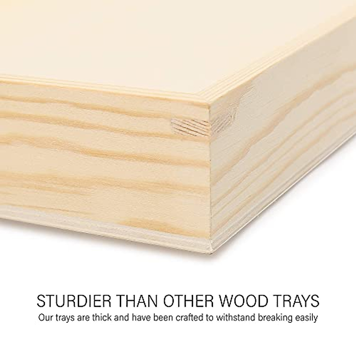 LotFancy Wooden Nested Serving Trays, Set of 5, Unfinished Natural Wood Trays with Handles, for Craft and Decor, Food Organizer for Breakfast, Lunch, Dinner