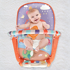 Baby Gym Play Mat, Kick and Play Piano Gym Mat for Infants, Tummy Time Mat Activity Center with Mirror for Newborn Toys 3-6-9 Months(Orange)