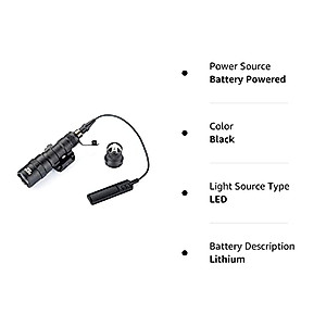 Assletes Weapon Light Picatinny Flashlight Constant and Momentary Output Flashlight with Pressure Switch 20mm Mount Rail Flashlight