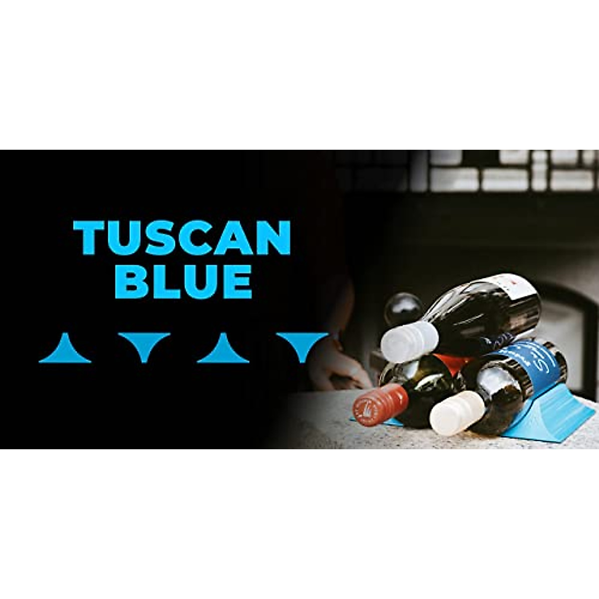 Winebars | A Table Top Wine Rack That’s just Like bookends for Wine for up to 9 Bottles. (Tuscan Blue)