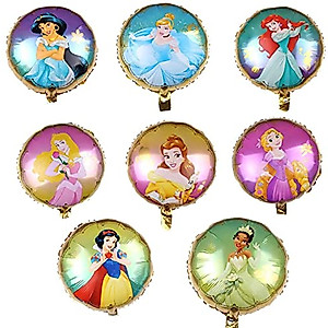 8PCS Disney Princess Foil Balloons For Girl’s Birthday Baby Shower Princess Themed Party Decorations