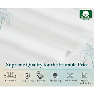 Luxury Split King Sheets Set For Adjustable Bed, 100% Cotton 500 Thread Count, Snug Fit, 5Pc Set With 2 Twin-Xl Fitted Sheets, Hotel Quality Damask Stripe Bedsheets (Split King, Stripe - Pure White)